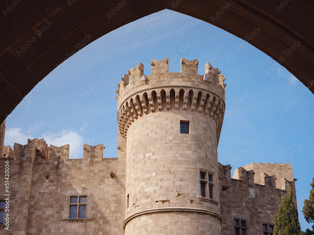 Travel to Greece, Mediterranean islands Rhodes. Main gates of The ...