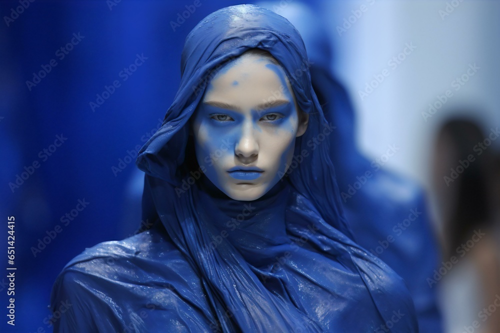Blue-Tinted Grief: Runway's Emotional Tale, Generative AI Stock Photo ...