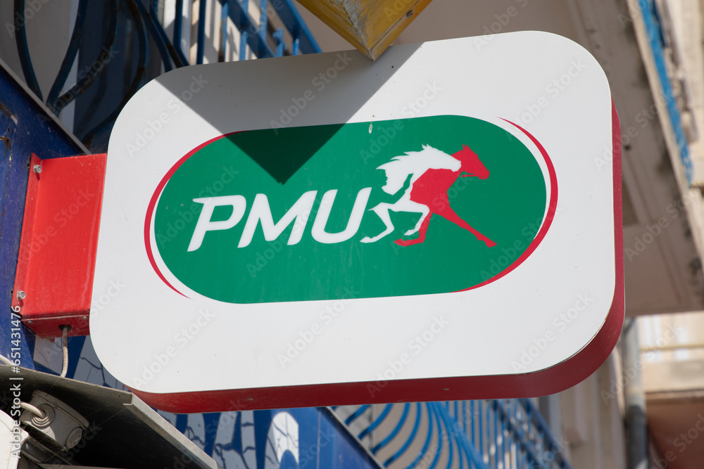 PMU logo brand and text sign on store front horses french betting sport organisation Stock-Foto ...