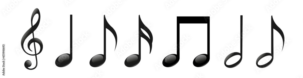 Music notes icon set. Musical note symbols, vector illustration Stock ...