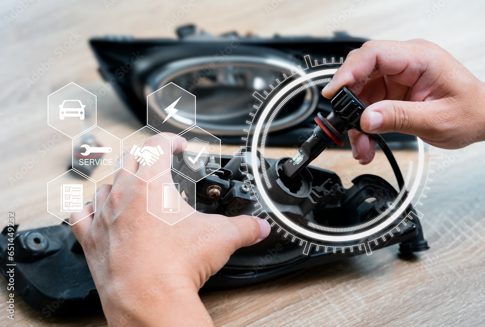 Car service and quality warranty concept, Close up hand service ...