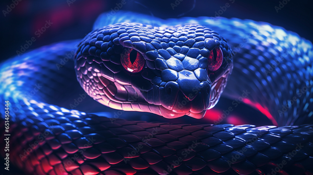 cinematic angry cobra snake glowing scales, with generative ai Stock ...