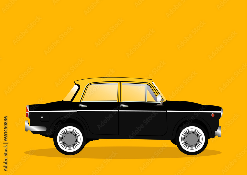 Vector illustration of Indian car taxi . Mumbai kaali-peeli taxi in ...