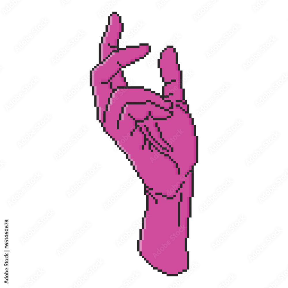 Pixel art hand y2k game aesthetics. Vector 8 bit retro style ...