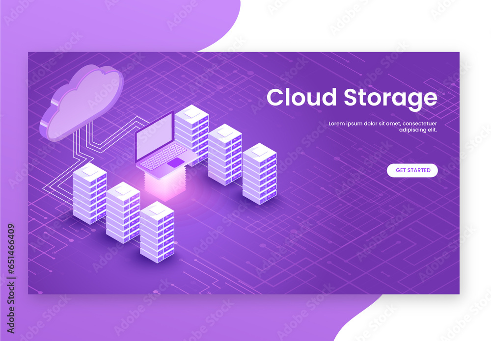 Cloud Storage Concept Based Landing Page in Purple Color with 3D Cloud ...