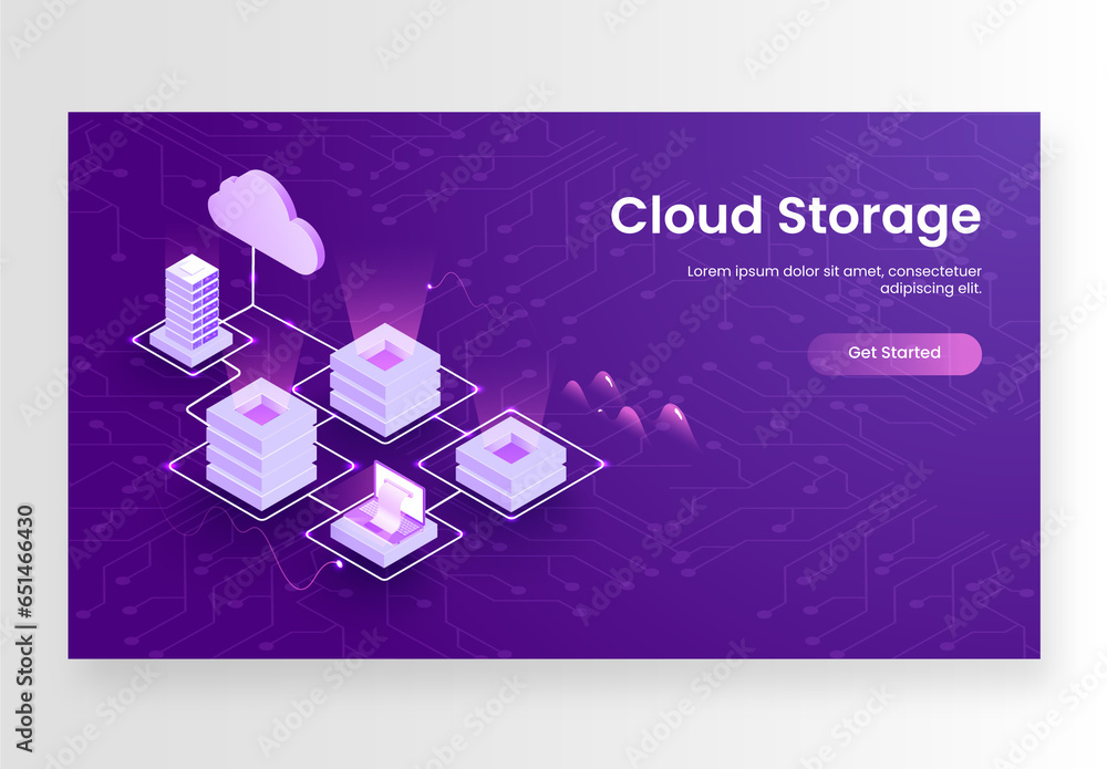 Cloud Storage Concept Based Landing Page, 3D Cloud Server Connected ...