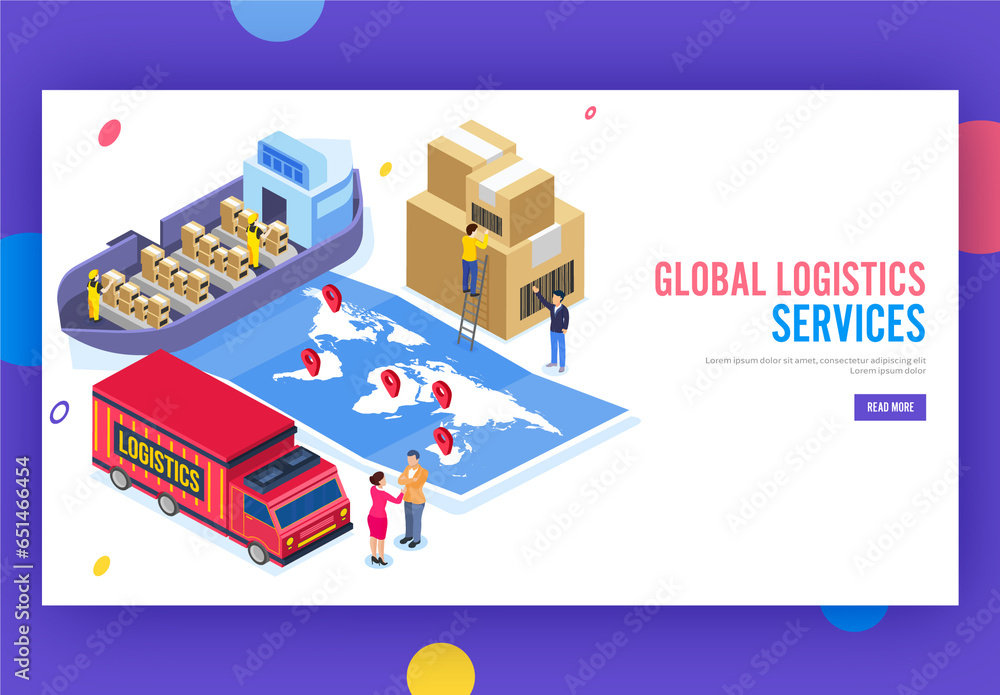 Global Logistics Services Based Landing Page Design, Cargo Ship with ...