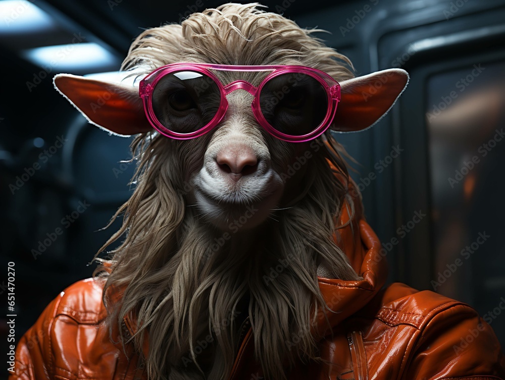 Elegantly Fashioned Goat, Donning Stylish VR Glasses, Takes Center ...