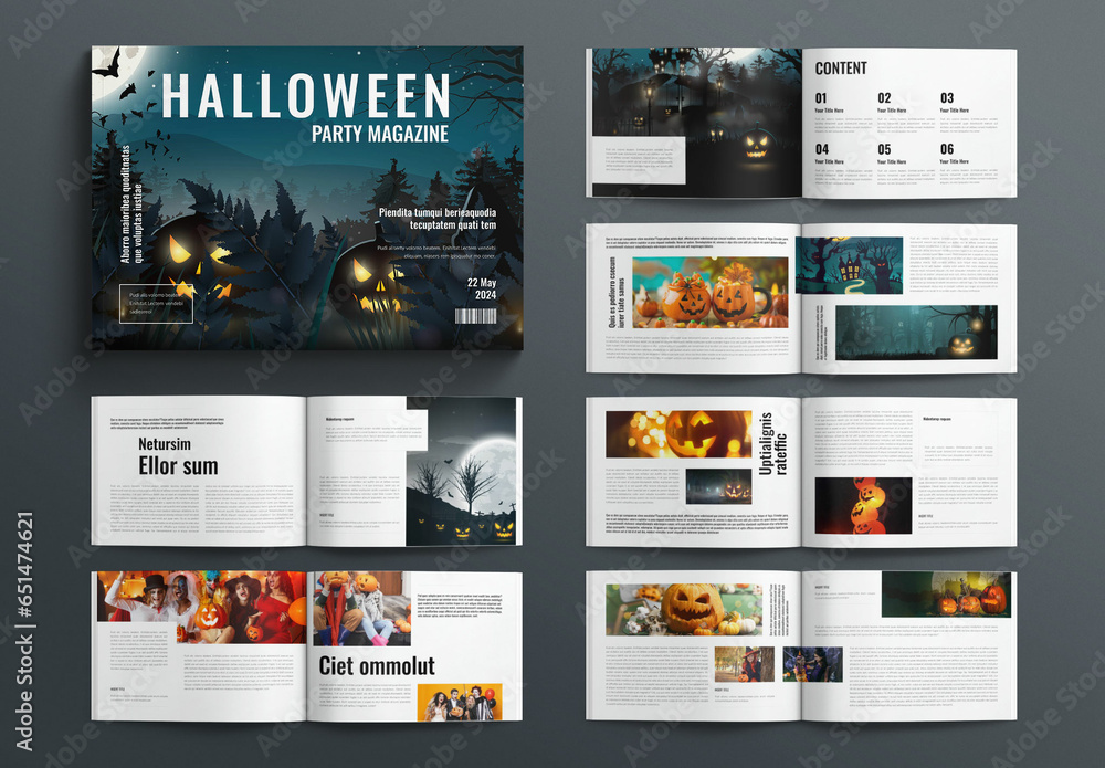 Halloween Magazine Template Design Layout Landscape Stock Template ...
