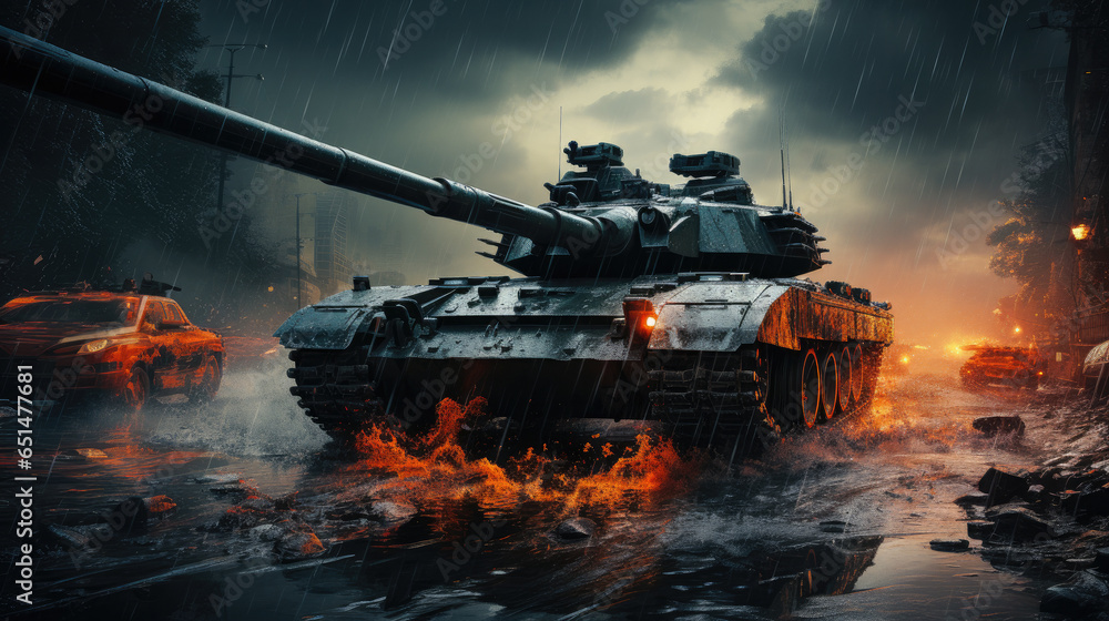 painted concept of tank in a modern war scene created with Generative ...
