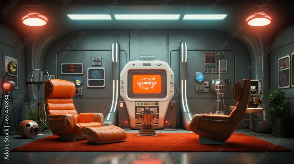 Retro Sci-Fi Media Room A nostalgic space inspired by retro science ...