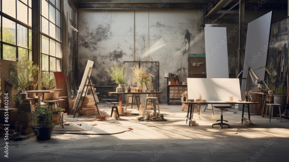 Rustic Industrial Art Studio A creative space with an industrial vibe ...
