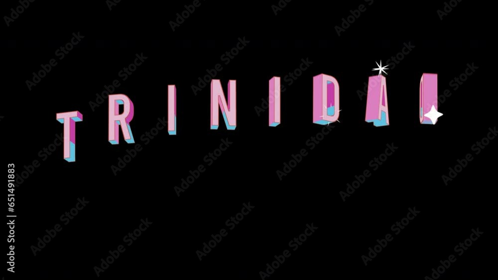 Bright letters jump merrily in the inscription TRINIDAD Island name ...