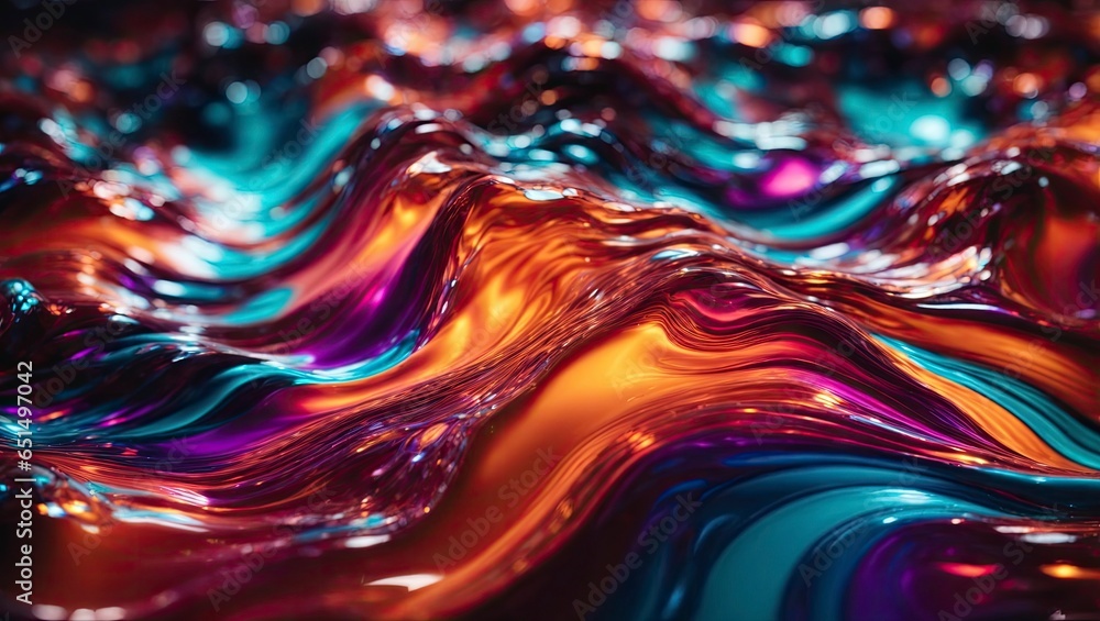 Colorful Waves Liquid Neon Glowing Glass Background Abstract vibrant ...