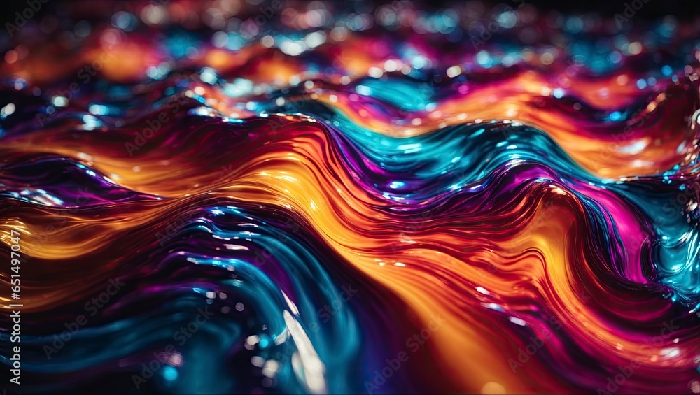 Colorful Waves Liquid Neon Glowing Glass Background Abstract vibrant ...
