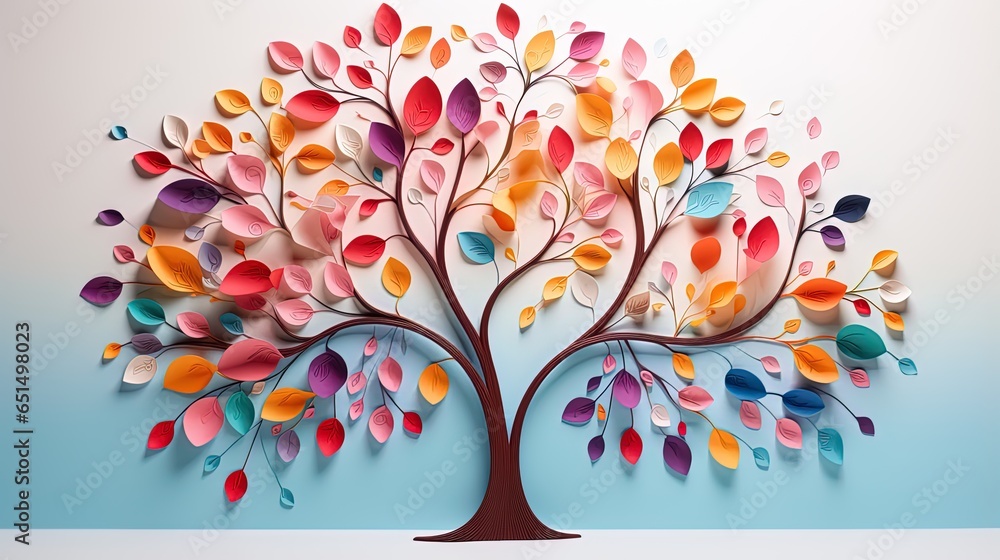 Artistic papercraft with a blossom tree with many flowers Stock ...