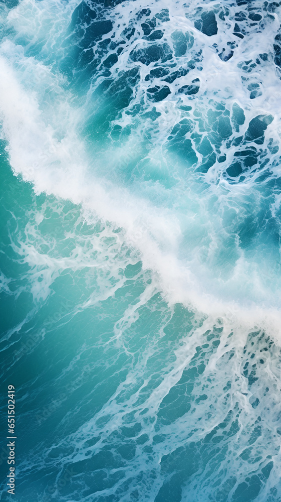 Spectacular aerial top view photo of ocean sea water white wave ...