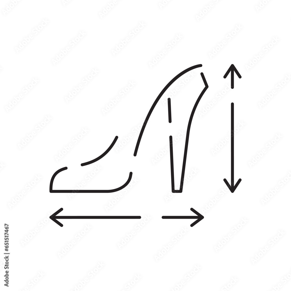 Shoemaker line icon. Shoes on heels measurement of length, dimensions ...