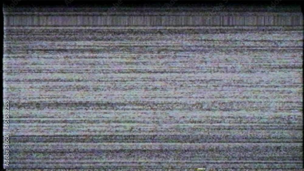 VHS glitches and static noise background. Digital TV Noise flickers. No ...