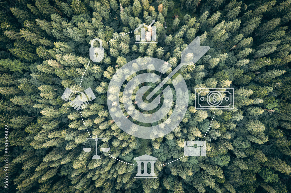 Net Zero emissions concept.Net Zero Emissions Goals With a connected ...