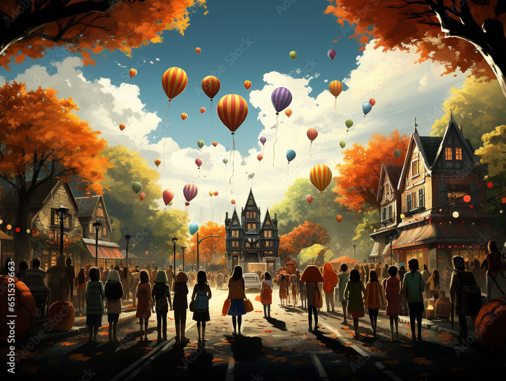 A Surreal Illustration of an Impromptu Community Parade Celebrating the ...