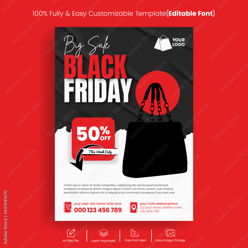 Black friday sale print ready flyer or poster template product sale ...
