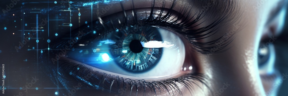 Digital eye in close-up, vision of the future, computer vision. Stock ...