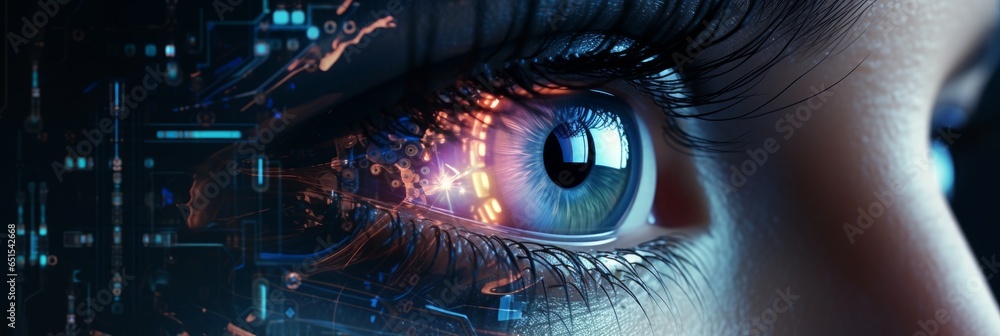 Digital eye in close-up, vision of the future, computer vision. Stock ...
