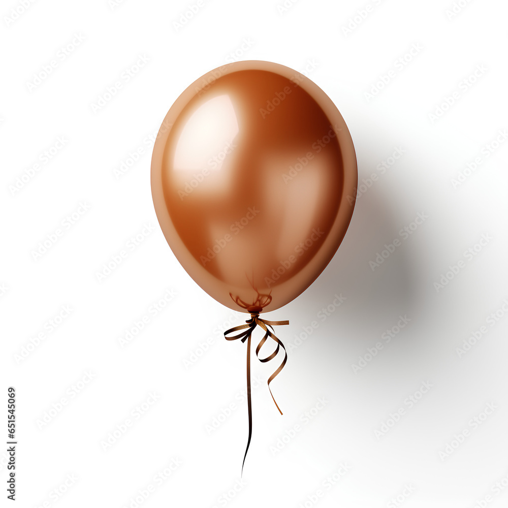 Copper helium balloon isolated on white background. Brown balloon with ...