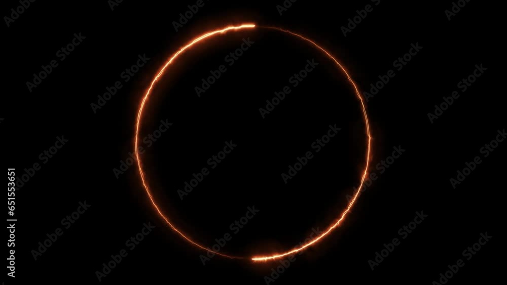 Beautiful ring of fire on black background. Abstract solar fire circle ...