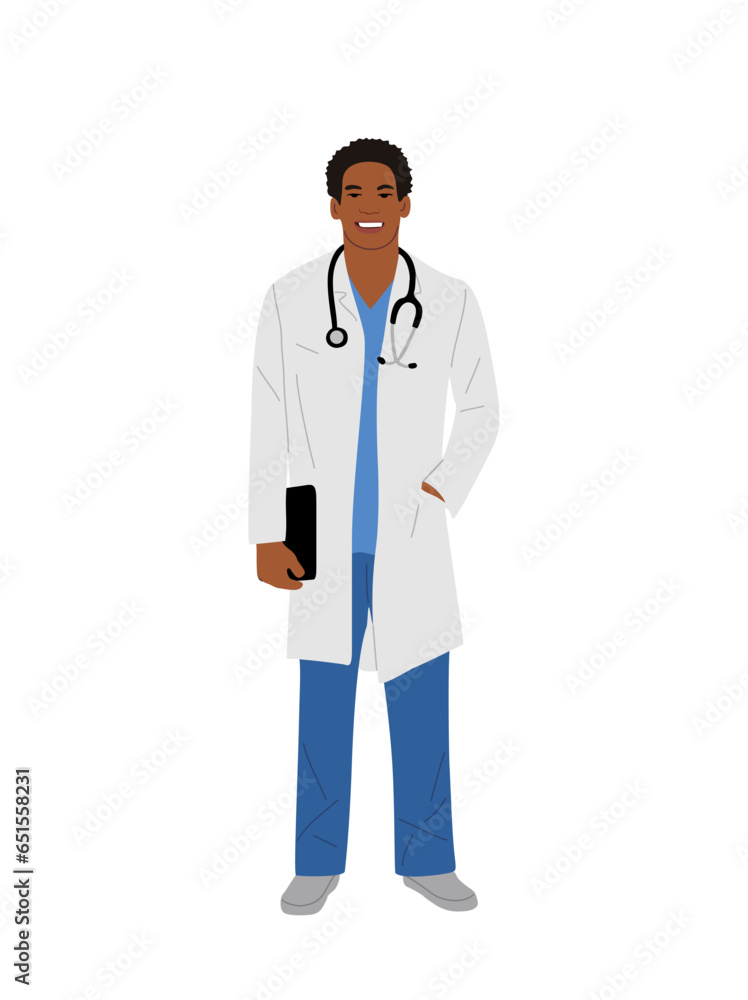 Smiling black doctor. African american Male medic worker in uniform ...