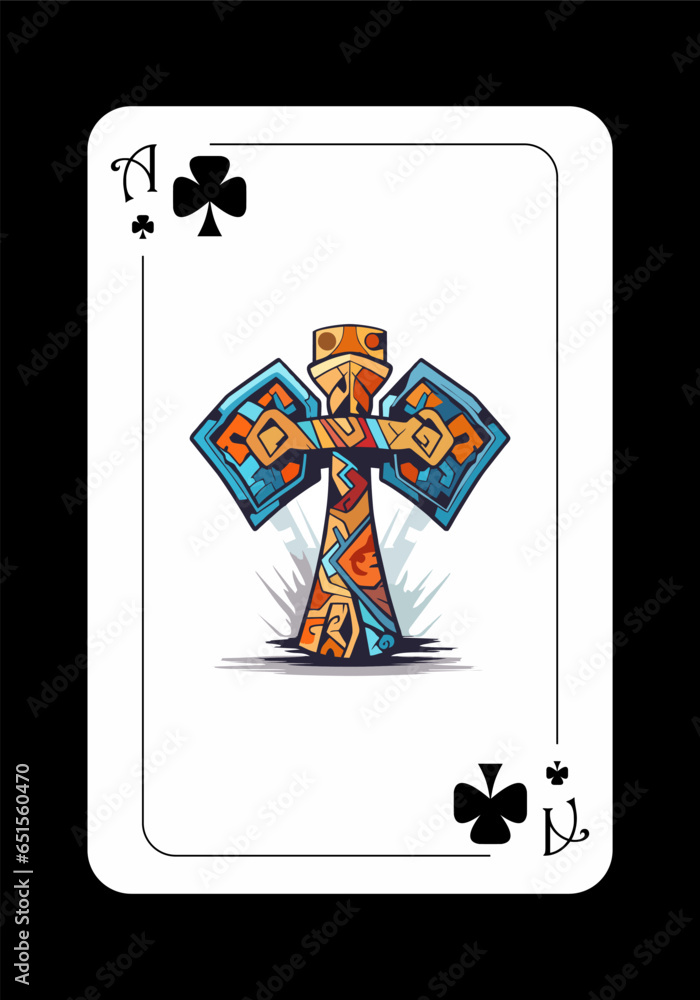 Ace of clubs original playing card design. Ace of clubs with a stylized ...