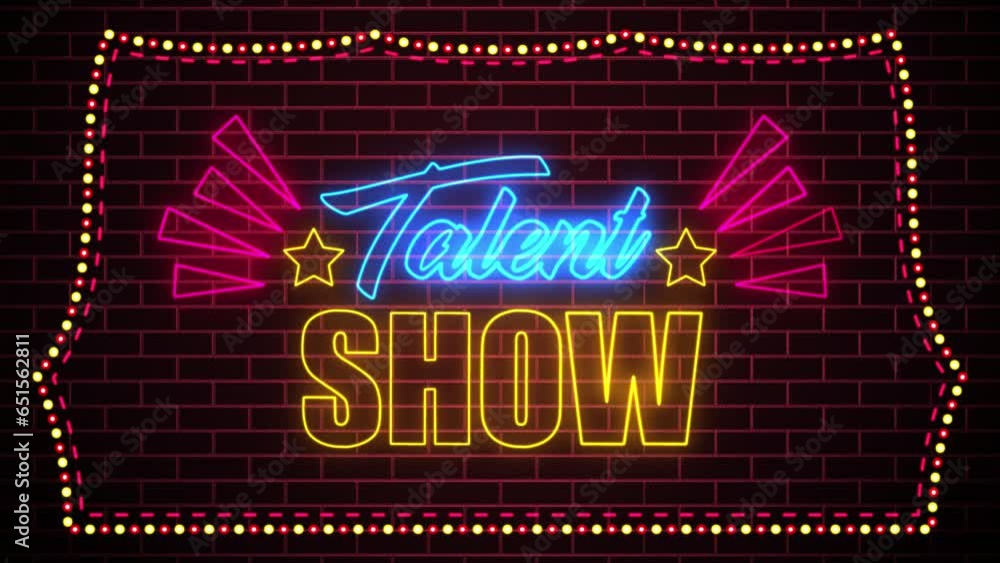 Red Colorful Flickering Talent Show Text Reveal Glowing Light Neon Sign ...
