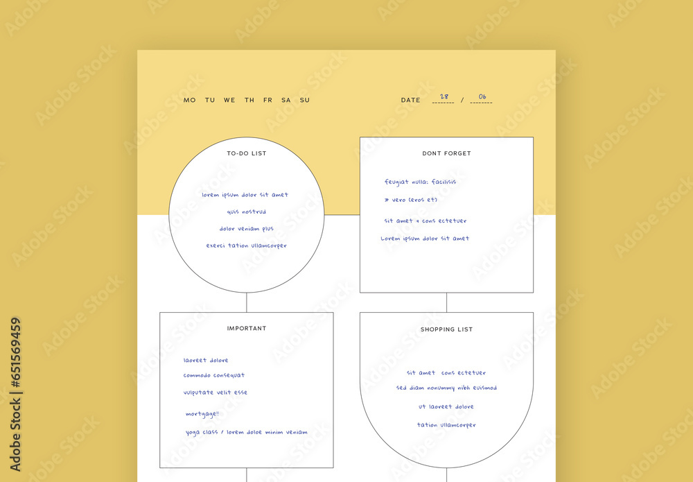 Minimalist Daily Planner Layout With Pastel Accent Stock Template ...