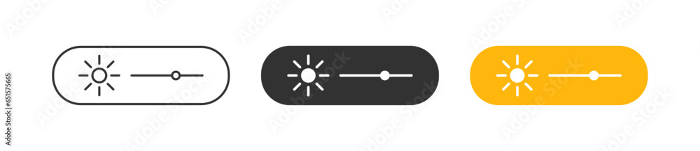Bright level icon. Screen light symbol. Contrast bar signs. UI phone ...