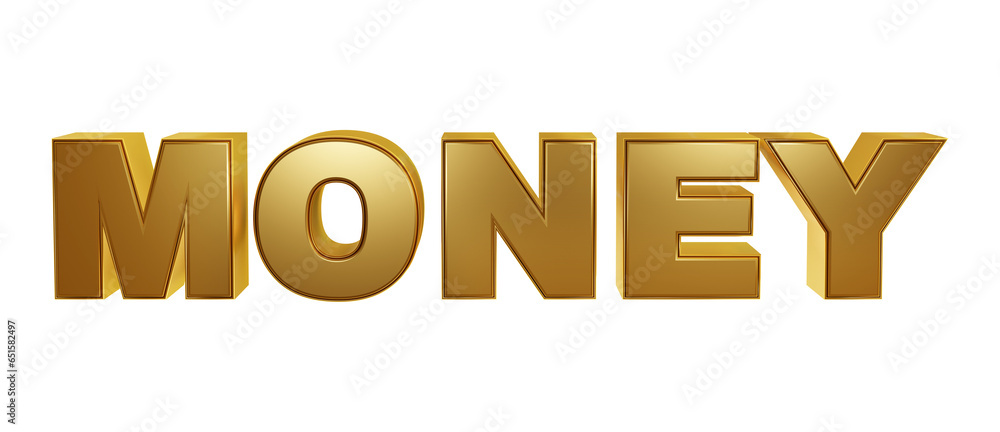 MONEY - luxury golden 3d text on transparent background. Realistic ...