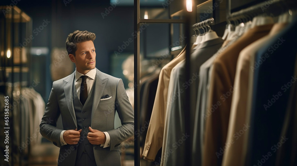 stockphoto, high quality photo, A man in a classic suit stands in the ...