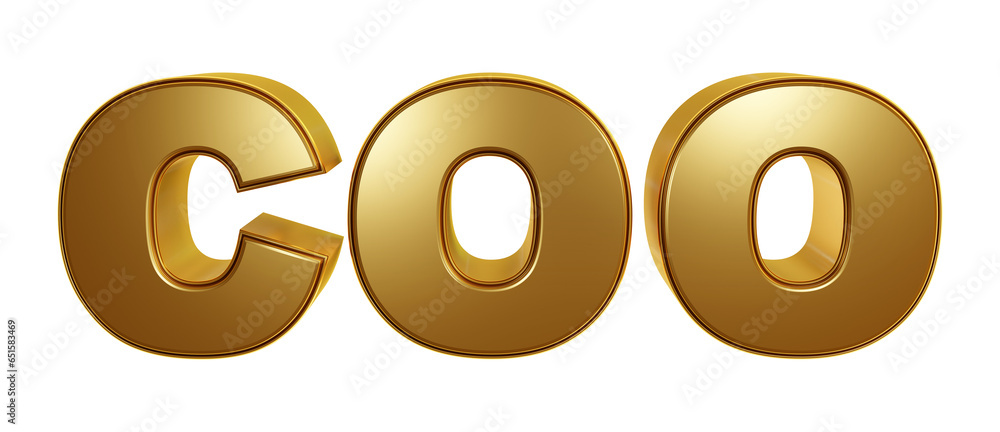 COO or Chief Operating Officer - luxury golden 3d text on transparent ...