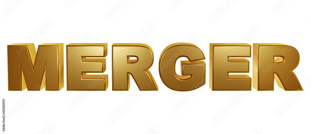 MERGER - luxury golden 3d text on transparent background. Realistic ...