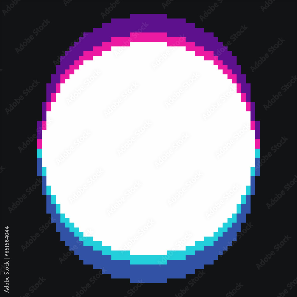 Pixel White Circle with Vertical Neon Color Leak, Template Illustration ...