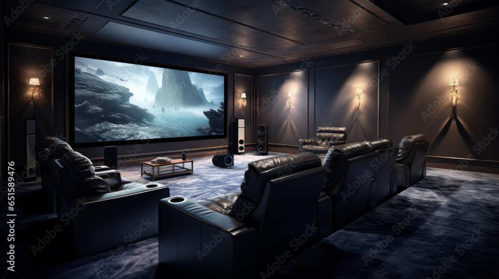 Scandinavian Movie Theater A dedicated home theater with plush ...