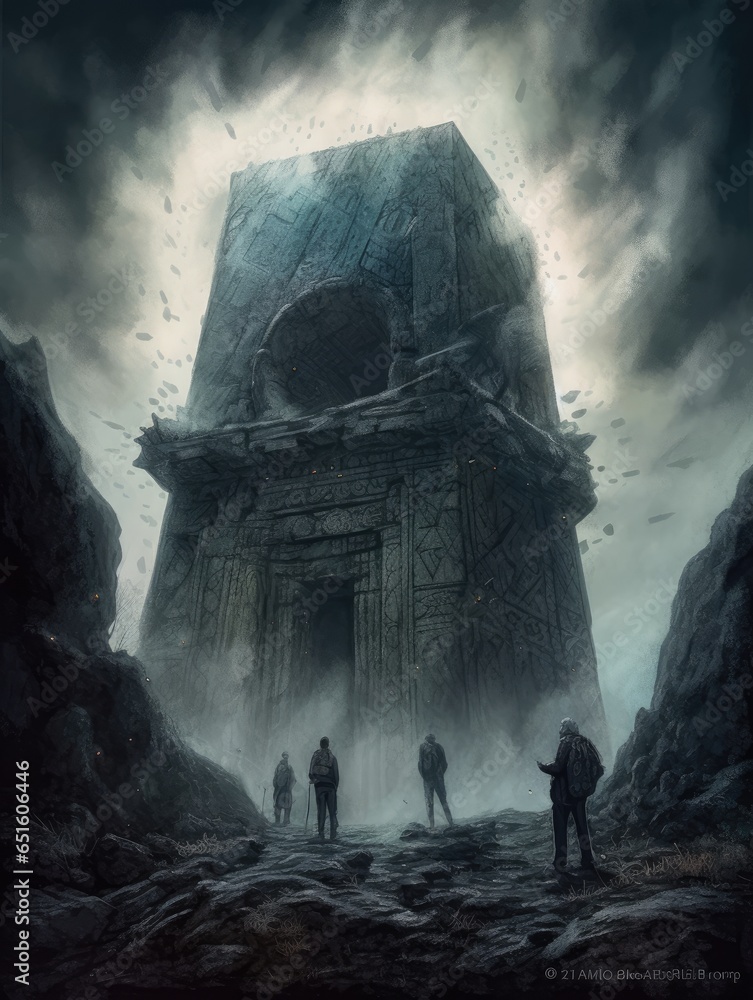tomb ruins demonic landscape epic dark fantasy illustration art scary ...