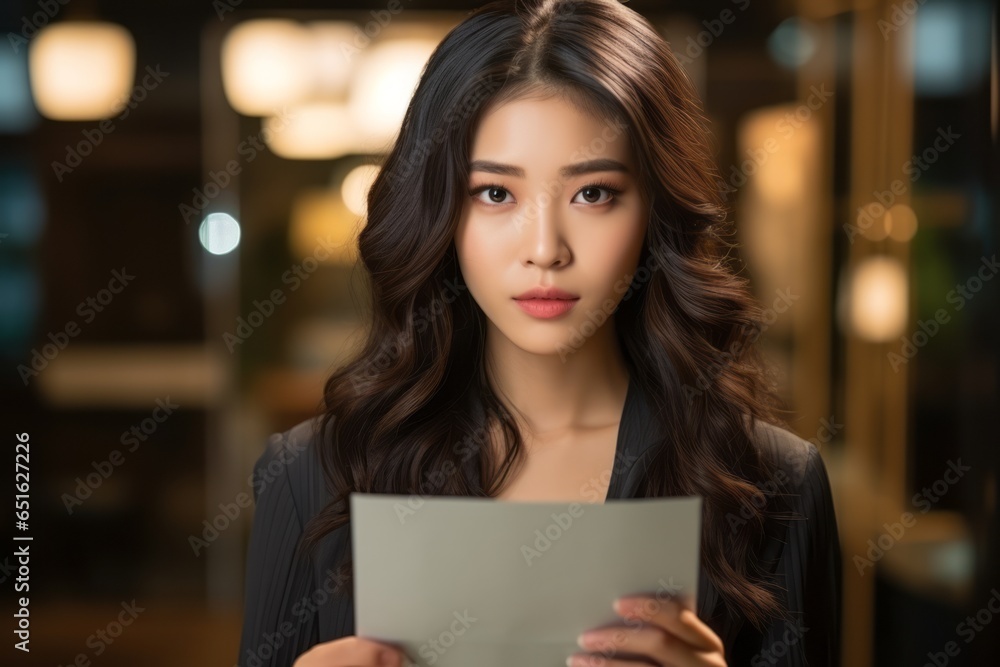 concentrate focus businesswoman prepare for job interiview she is ...