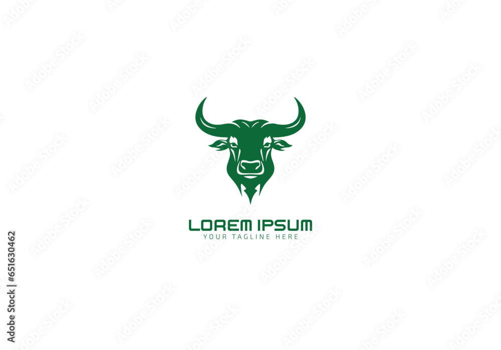 Bull face logo of cow head silhouette vector. animal icon bulls symbol ...