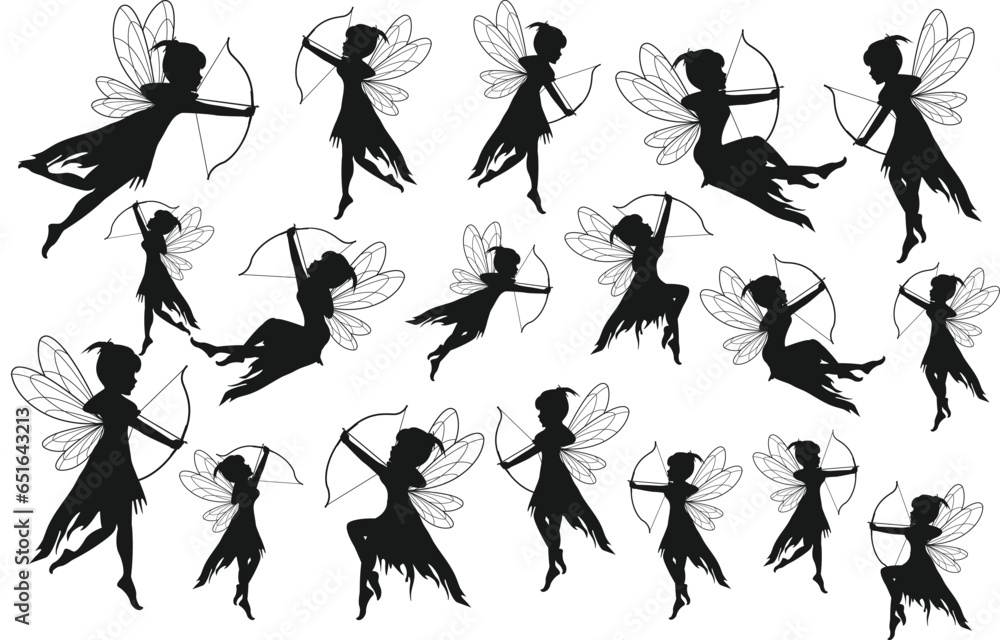 Cute Fairy Silhouette With Arrow Stock Vector Adobe Stock