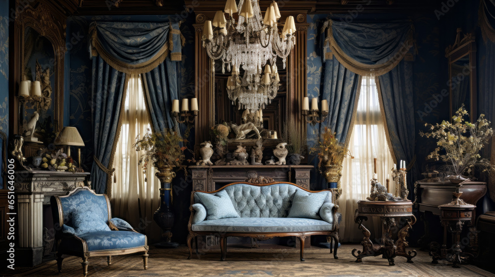 Vintage Victorian Parlor Decorated with Victorian-era furniture, ornate ...