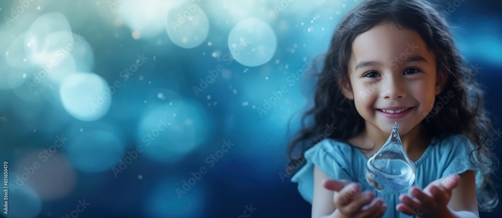 World water day, Girl holding water drop, Save water and help planet ...