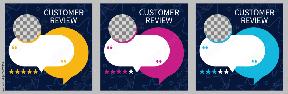 Set of three template with speech bubble for customer feedback ...