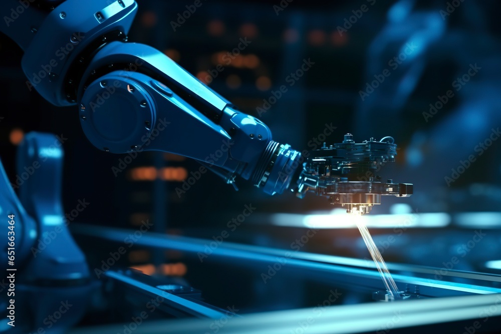 Arm robot working with Screen monitor control industrial machine robot ...