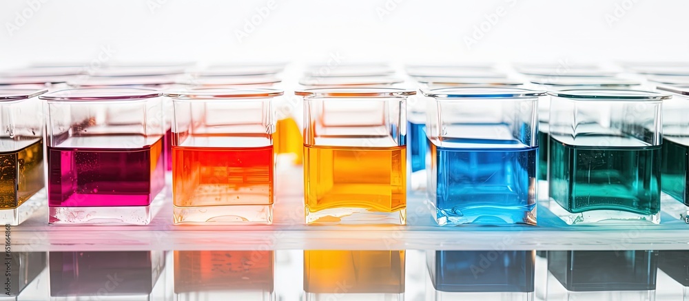 Color sample plates in the lab made from see through plastic resins ...